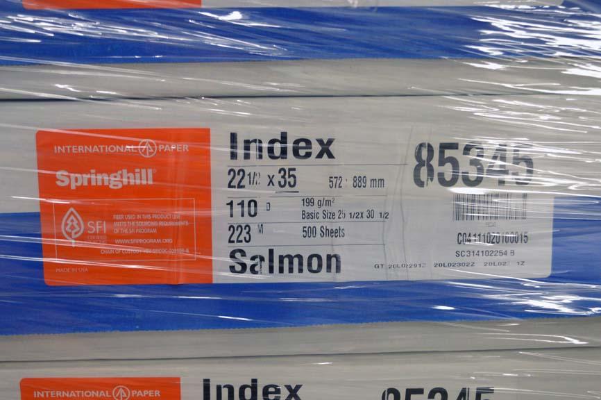 Lot #175: 12 Cartons - Springhill 22.5x35" Index 110lb Salmon - WireBids